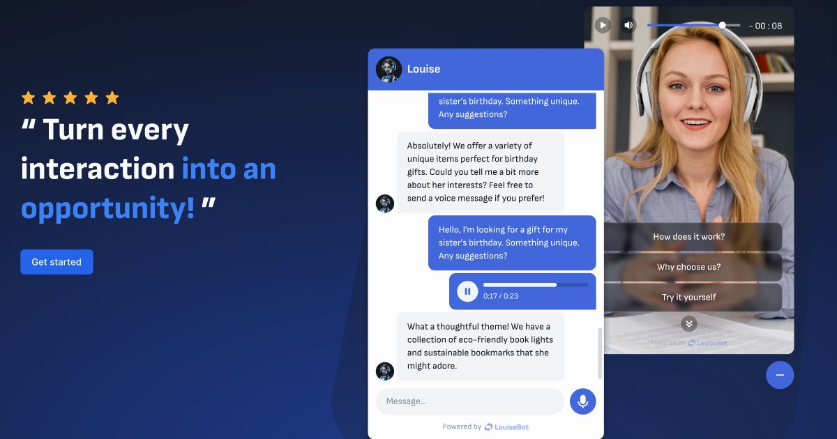 Turn every interaction into an opportunity! AI and Video chatbot with LouiseBot